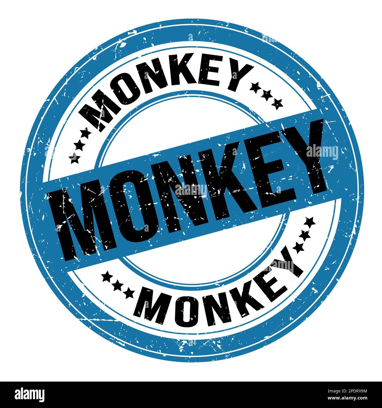 MONKEY text written on blue-black round grungy stamp sign Stock Photo ...