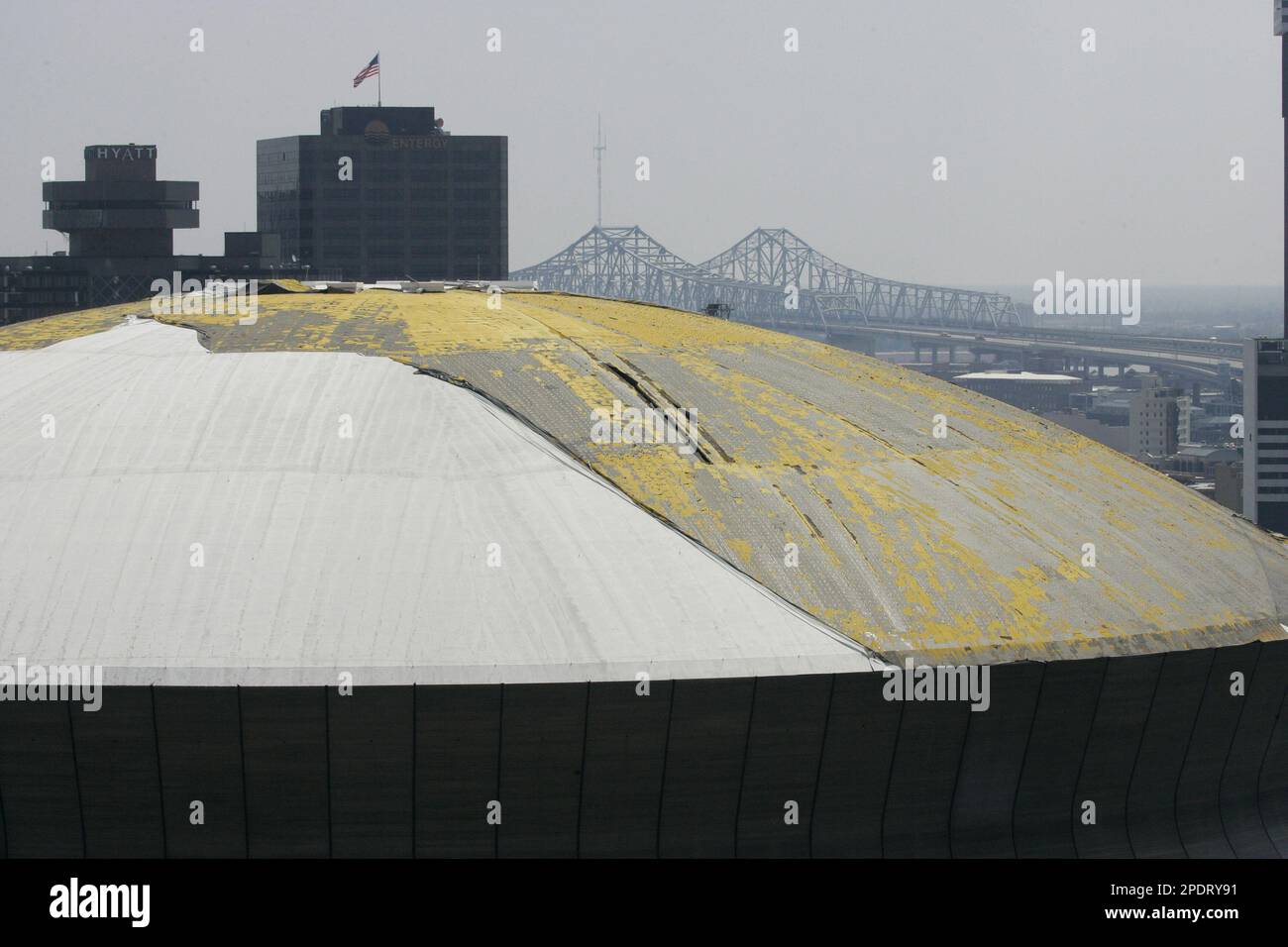 The peeling roof of the Superdome, an iconic image during the weeks of ...