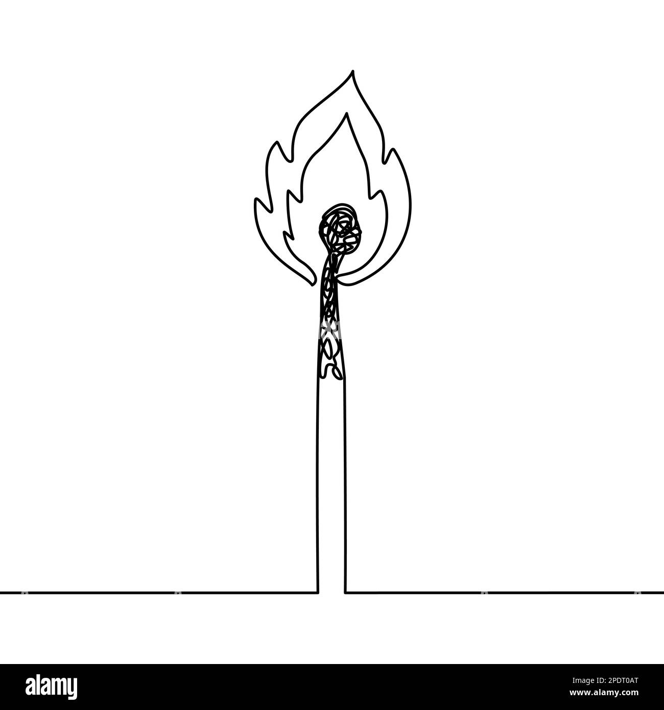 Burning match continuous line vector illustration Stock Vector Image ...