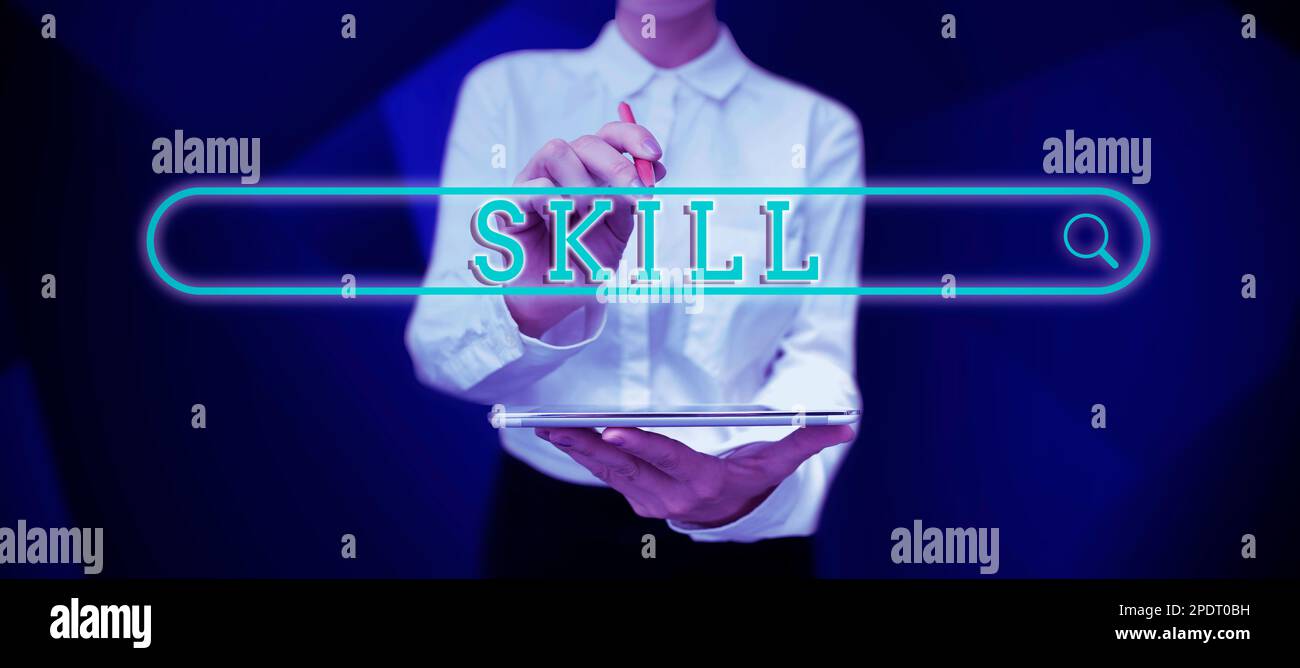 Handwriting text Skill. Concept meaning ability to use one's knowledge ...