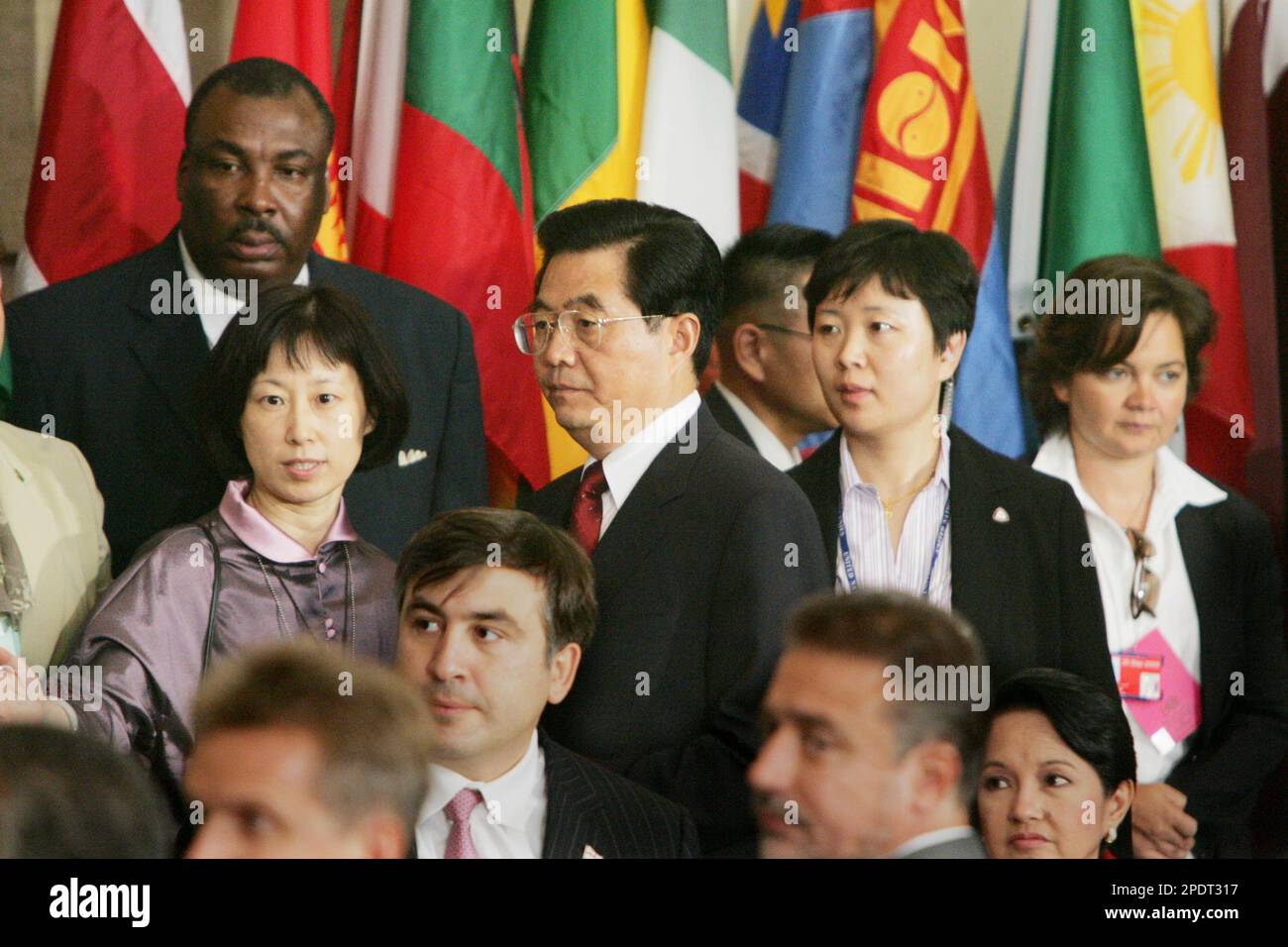 Chinese President Hu Jintao, center, arrives for a luncheon during the ...