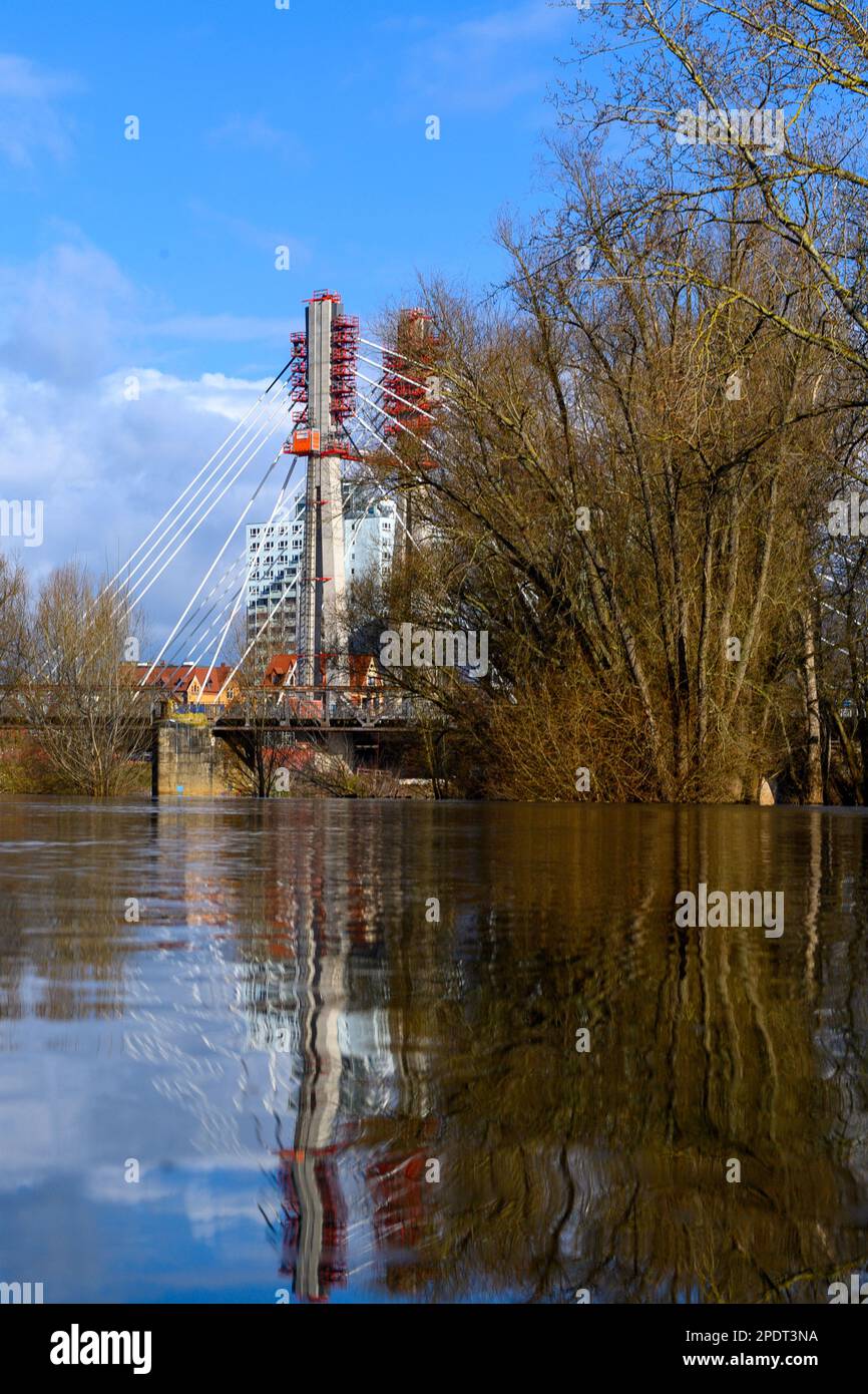 15 March 2023, Saxony-Anhalt, Magdeburg: Trees stand in front of the ...