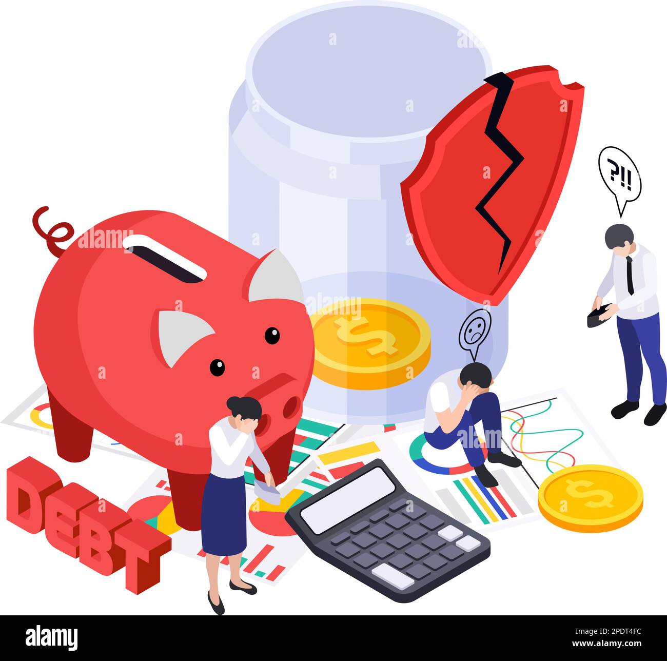 Financial crisis inflation isometric composition with crying business ...
