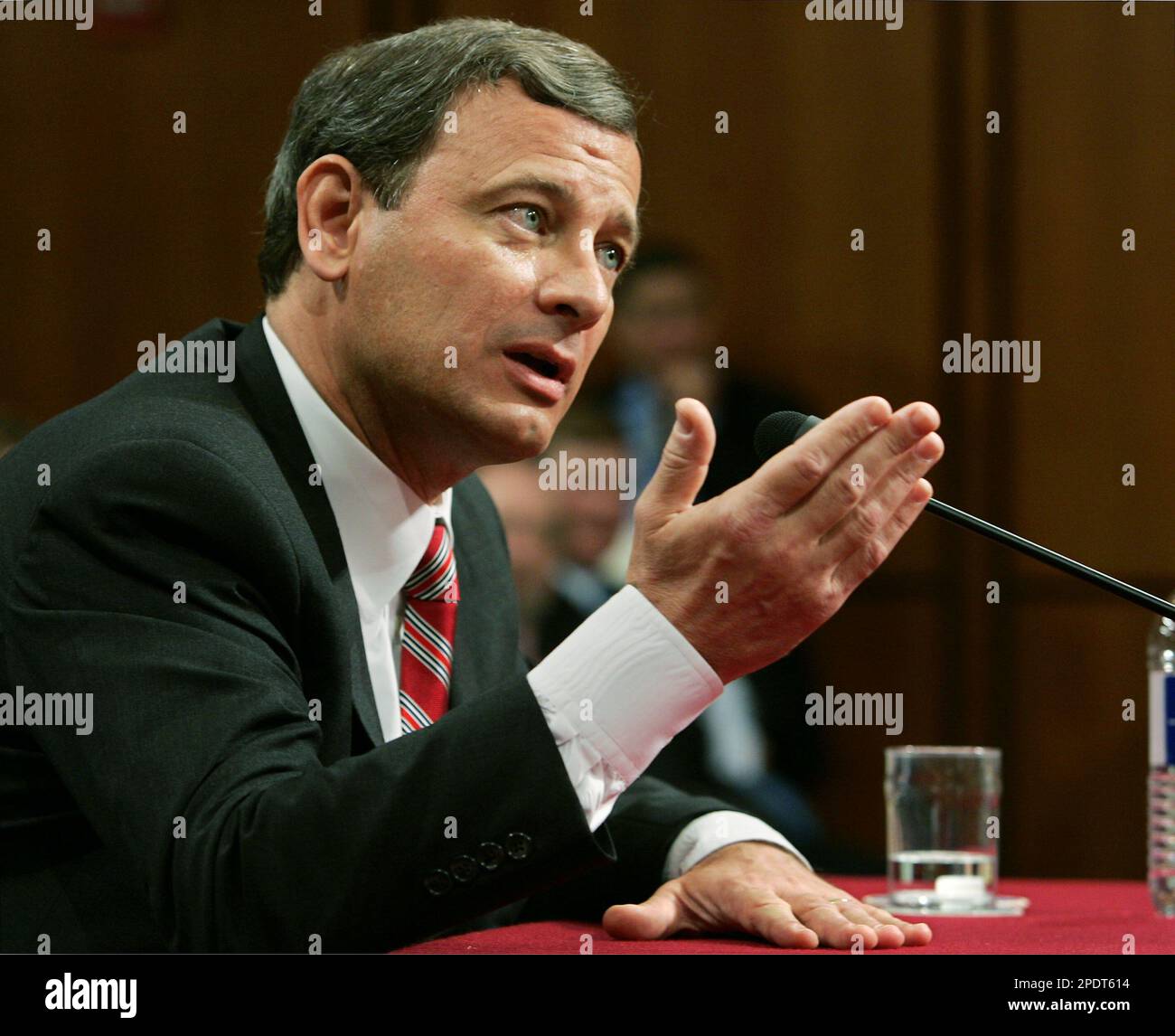 Chief Justice nominee John Roberts gestures while testifying on Capitol ...