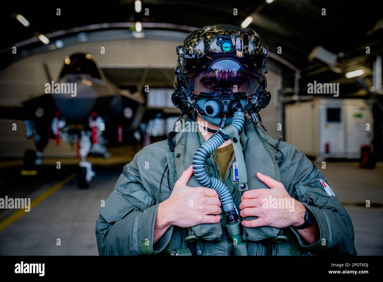 Evenes 20230314.The F-35 pilot "Fusion" in front of an F-35 fighter ...
