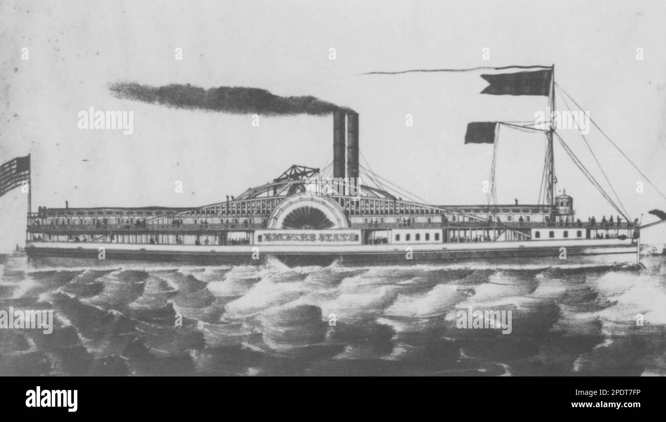 Lithograph of the paddle steamer Empire State Stock Photo - Alamy