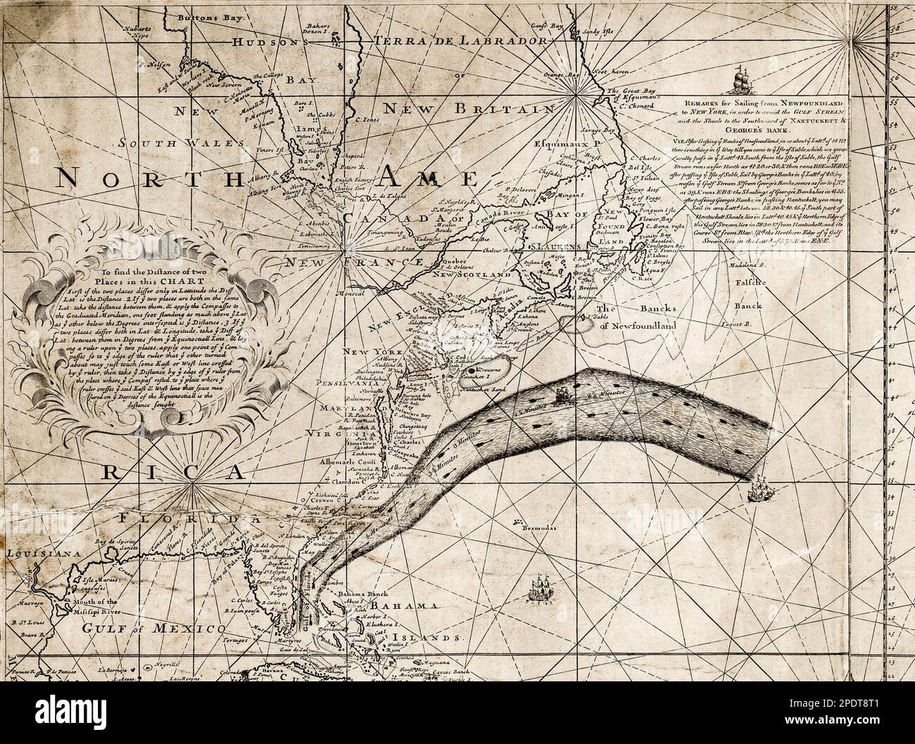 Benjamin Franklin's chart of the Gulf Stream printed in London in 1769 ...