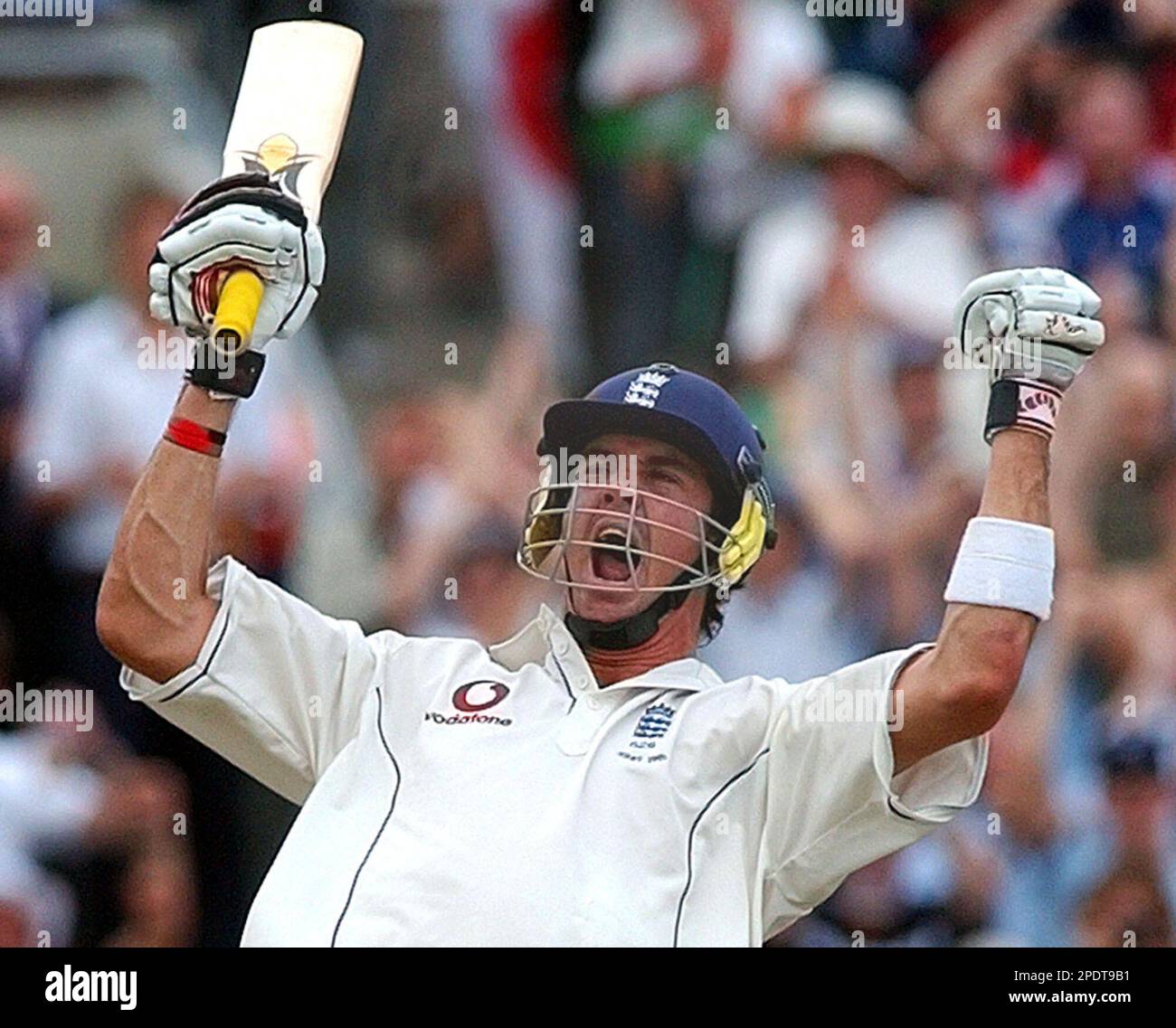 England's Kevin Pietersen celebrates after reaching 100 runs on the ...