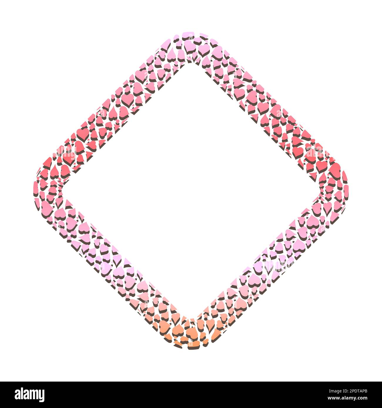 Golden square hearts frame for decorative headers. Pink gold metal ...