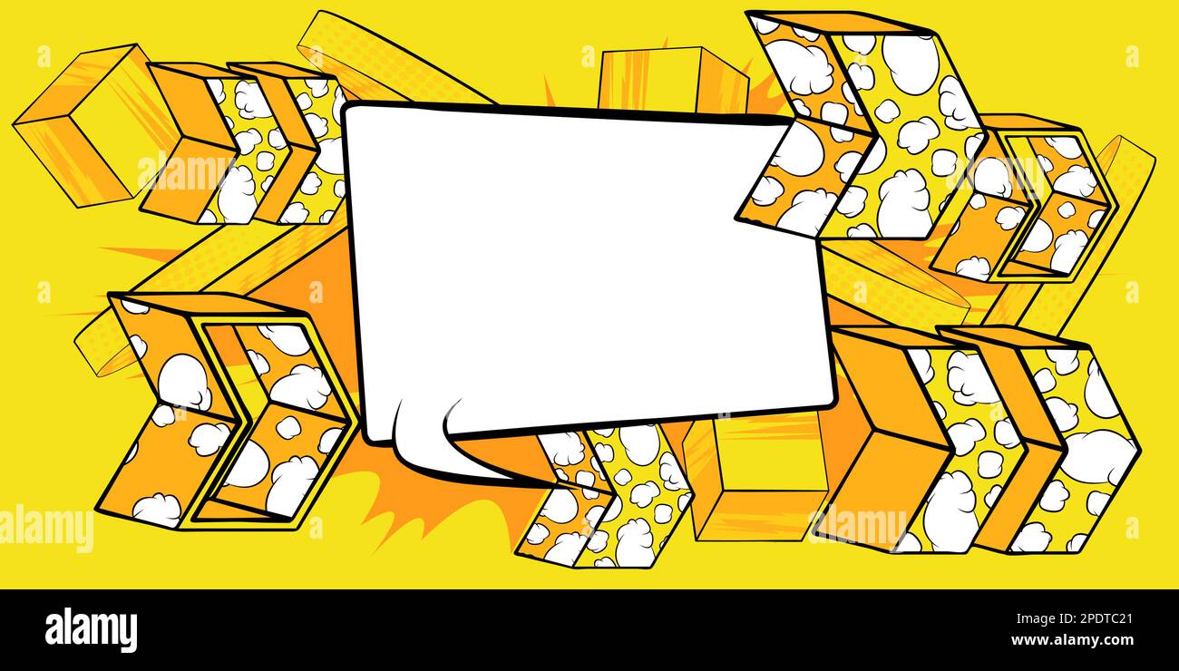 White Comic book speech bubble with yellow Comics abstract arrow ...