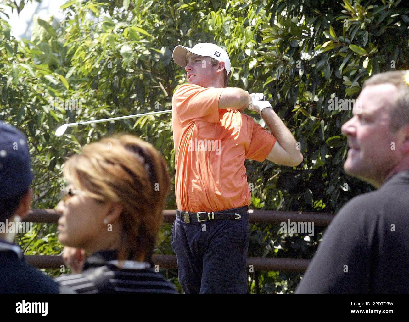 Australian golfer Andrew Buckle shoots the ball off the 8th tee, Sunday ...
