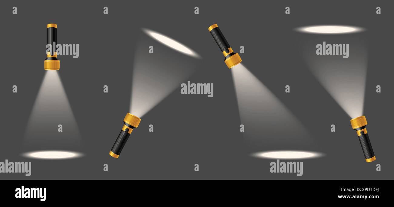 Handheld flashlights with light spots realistic searching design ...