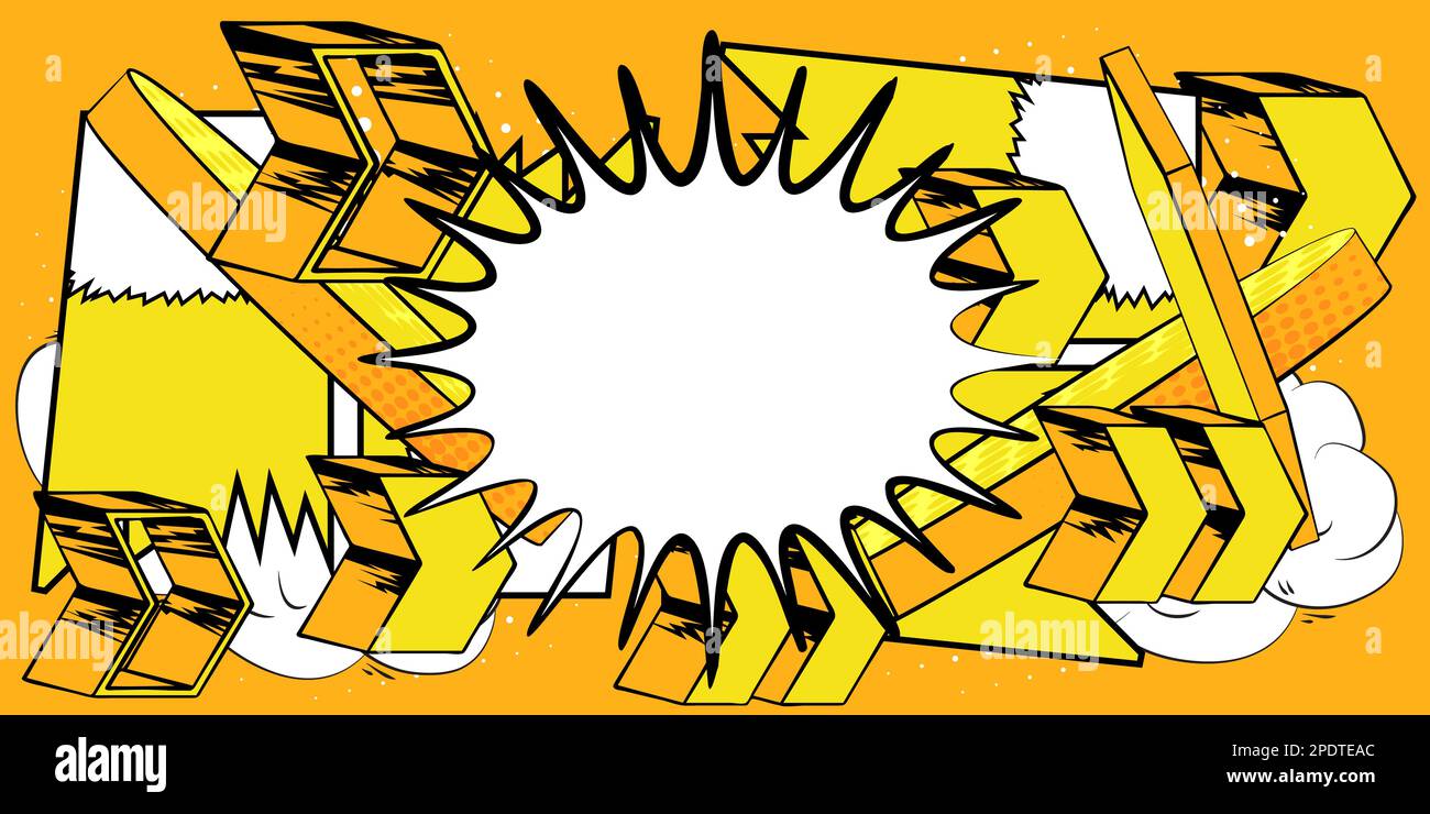 White Comic book speech bubble with yellow Comics abstract arrow ...