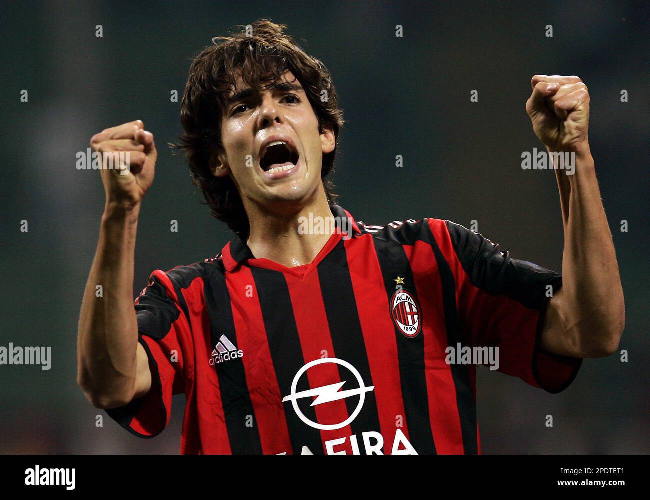 AC Milan Brazilian soccer star Kaka' celebrates after scoring during a ...
