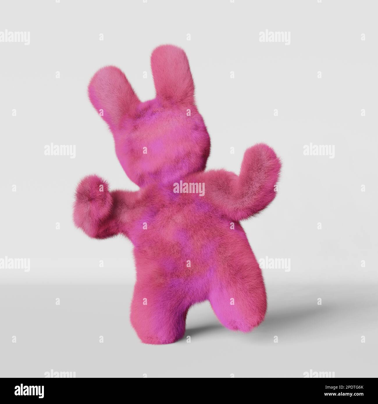 Cute pink dancing Easter bunny on white background greeting card 3d ...