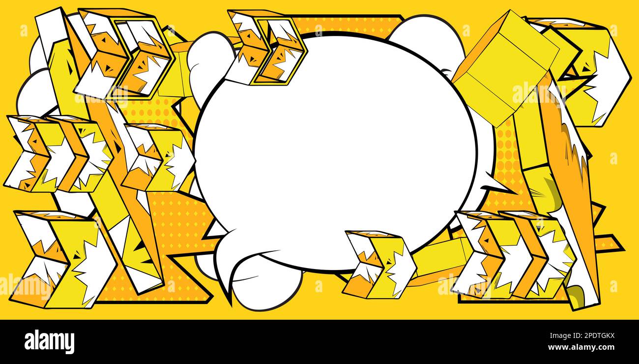 White Comic book speech bubble with yellow Comics abstract arrow ...