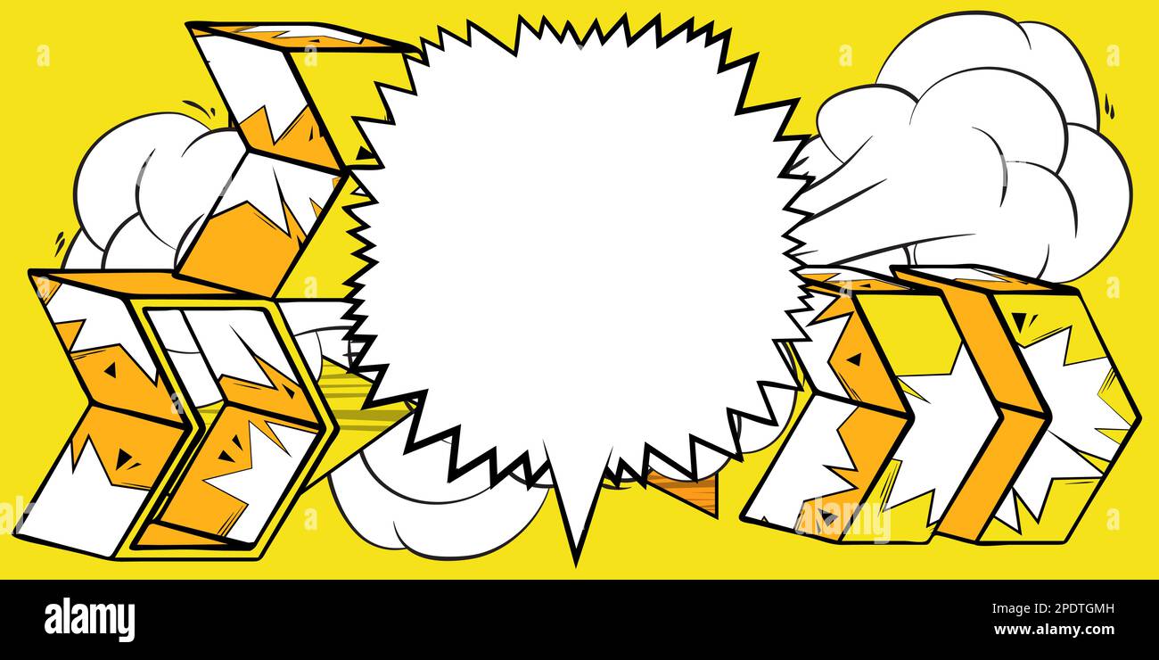 White Comic book speech bubble with yellow Comics abstract arrow ...