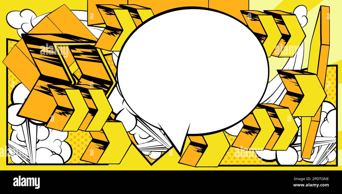 White Comic book speech bubble with yellow Comics abstract arrow ...