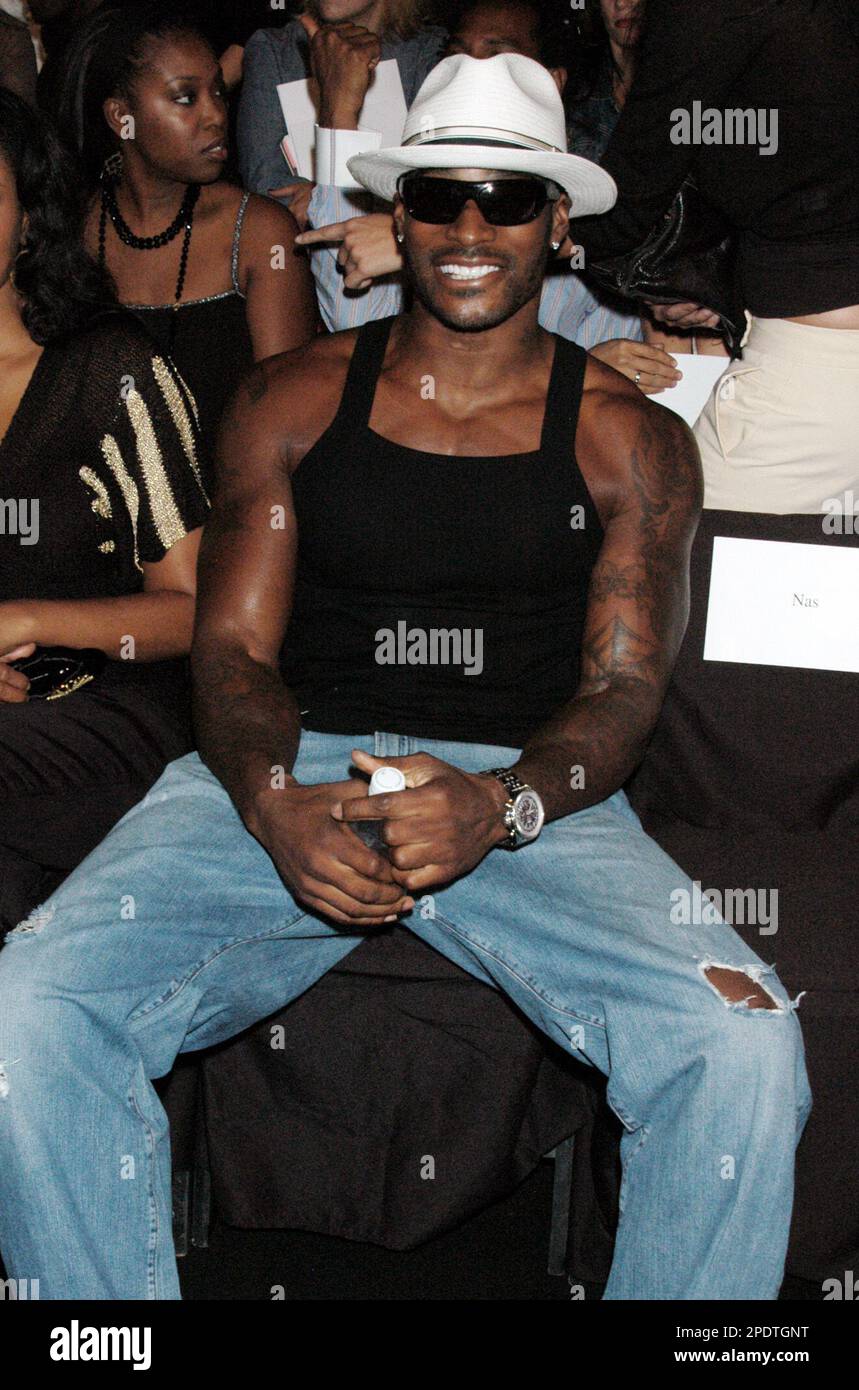 Fashion model Tyson Beckford sits front row at the Tommy Hilfiger ...