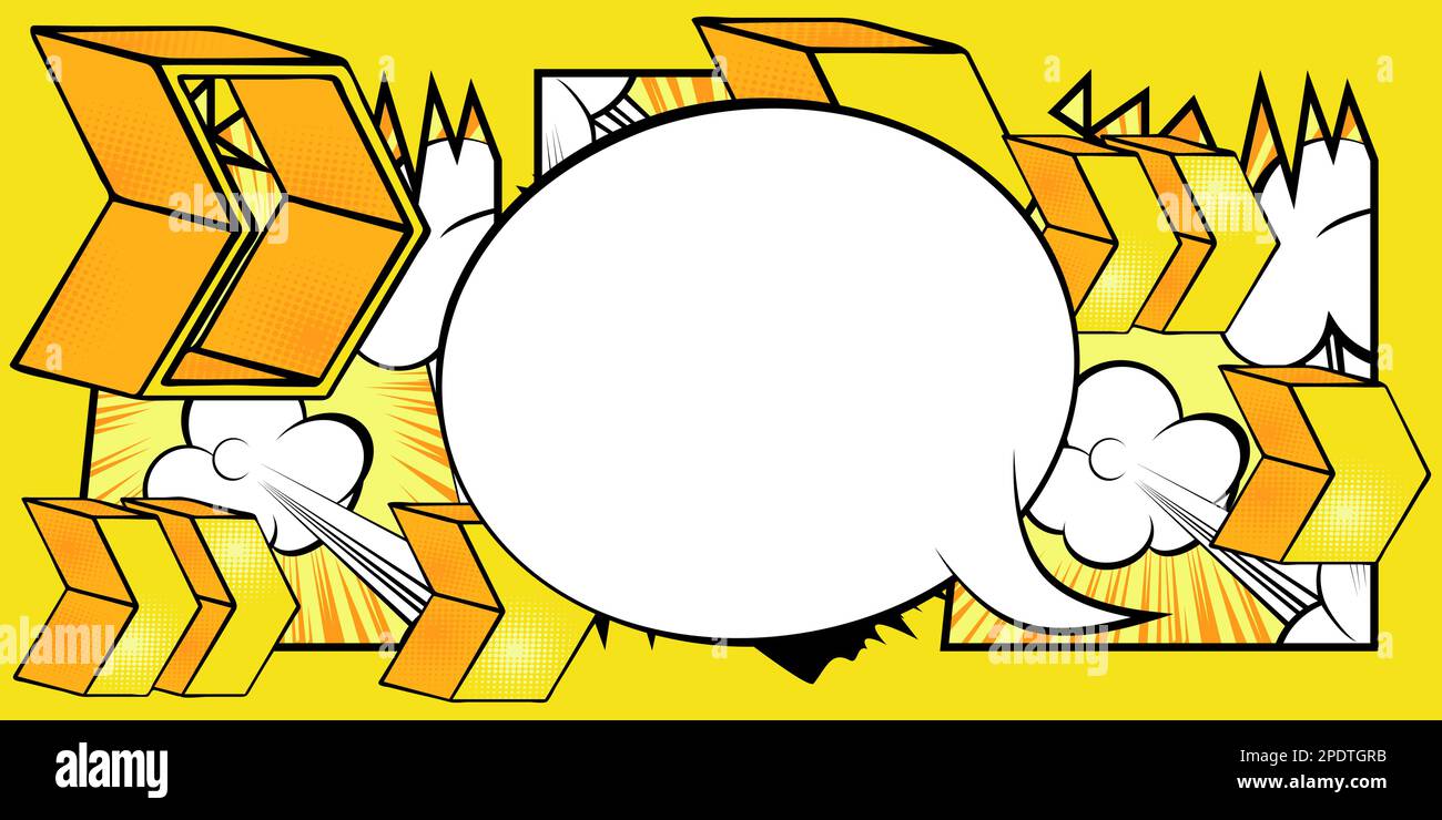 White Comic book speech bubble with yellow Comics abstract arrow ...