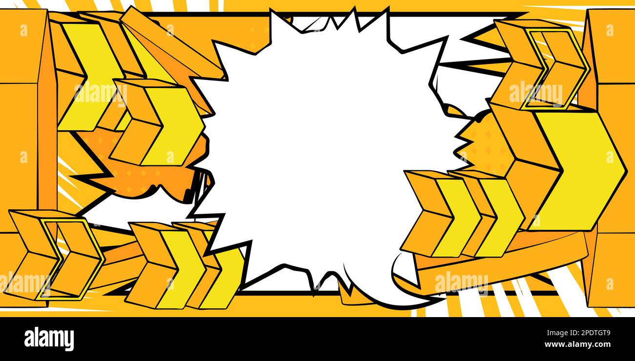 White Comic book speech bubble with yellow Comics abstract arrow ...