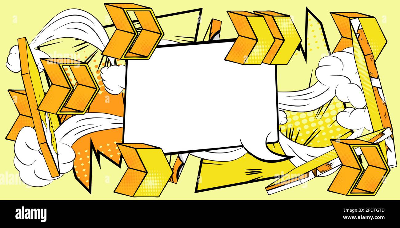 White Comic book speech bubble with yellow Comics abstract arrow ...