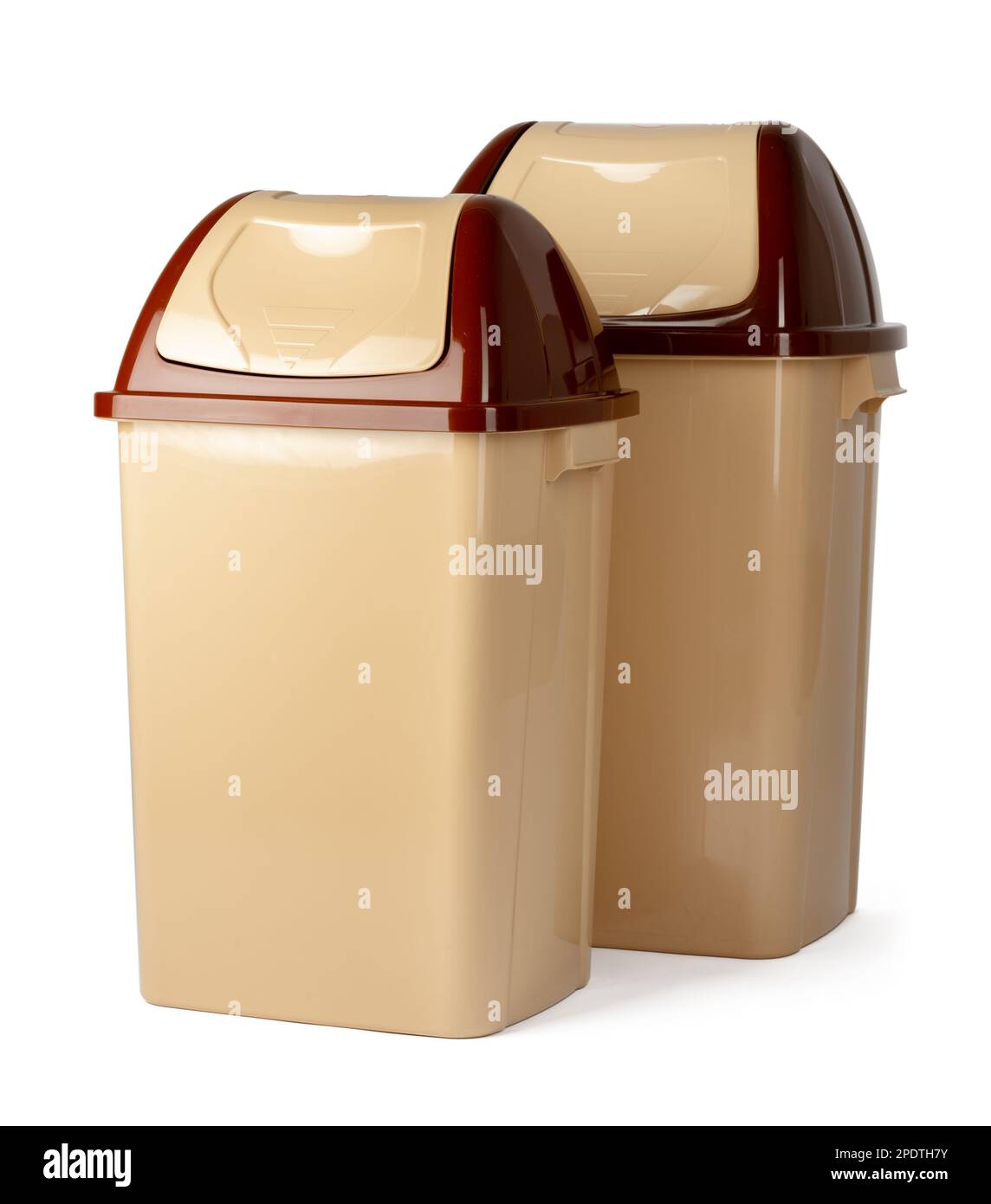 Beige plastic waste bin isolated on white Stock Photo - Alamy
