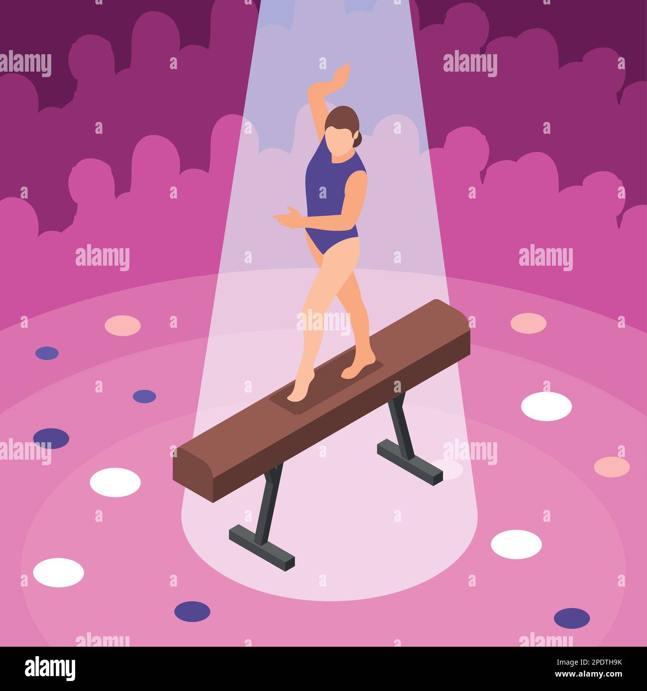 Gymnastics isometric background with composition of audience ...