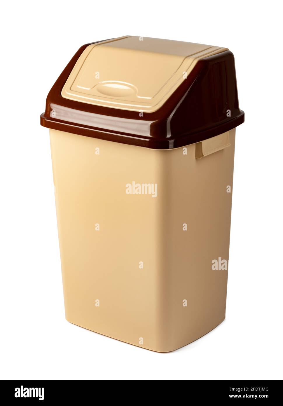 Beige plastic waste bin isolated on white Stock Photo - Alamy