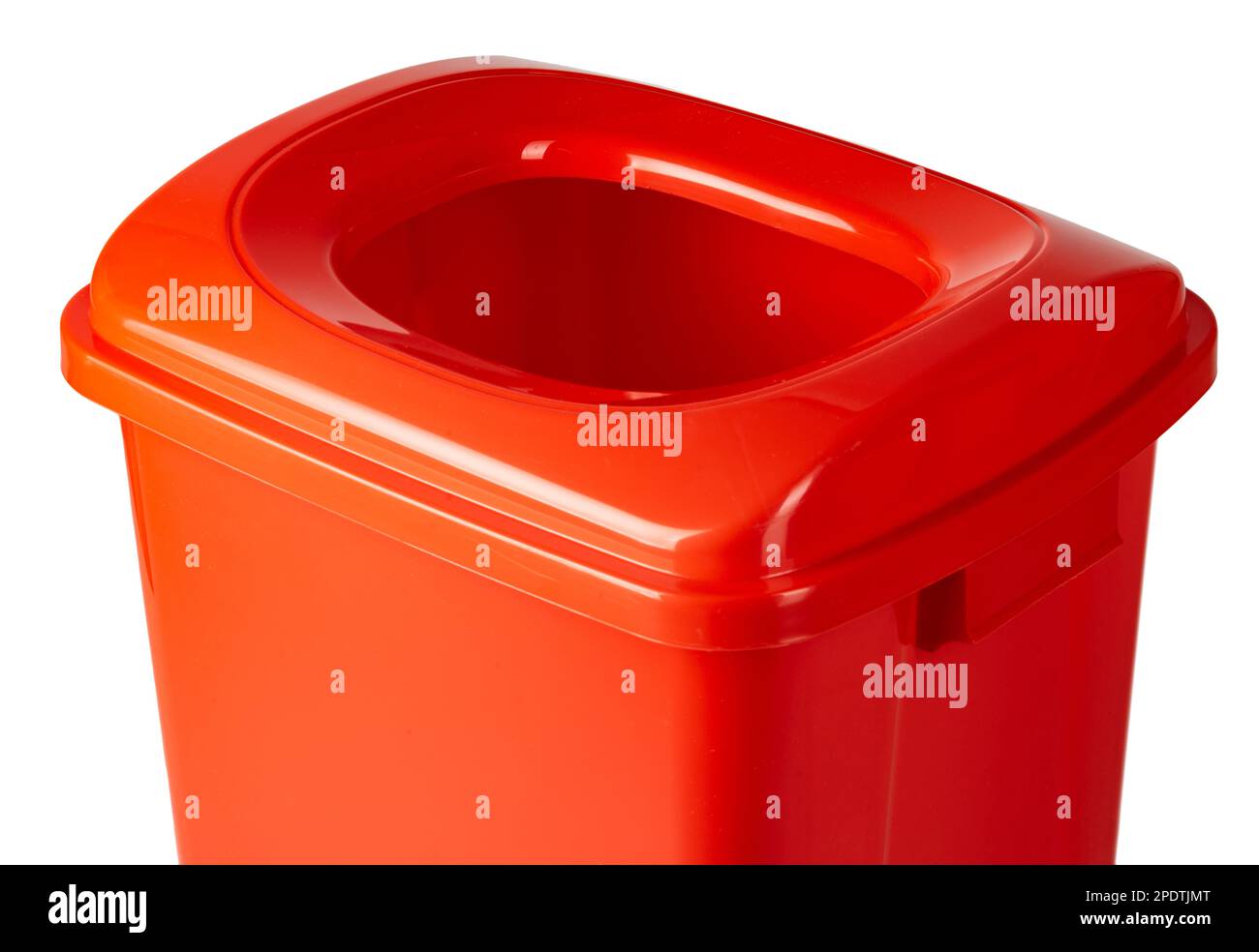Orange plastic waste bin isolated on white Stock Photo - Alamy