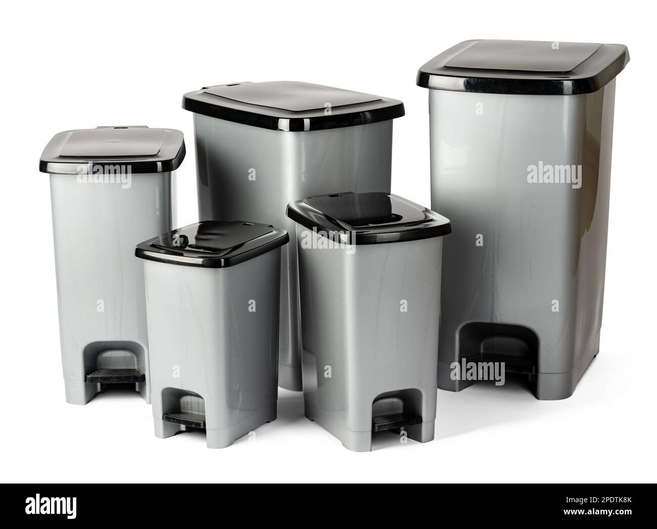 Plastic waste bins isolated on white background Stock Photo - Alamy