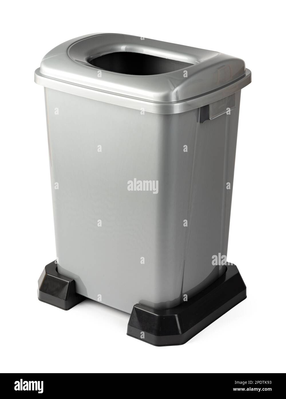 Gray plastic waste bin isolated on white Stock Photo - Alamy