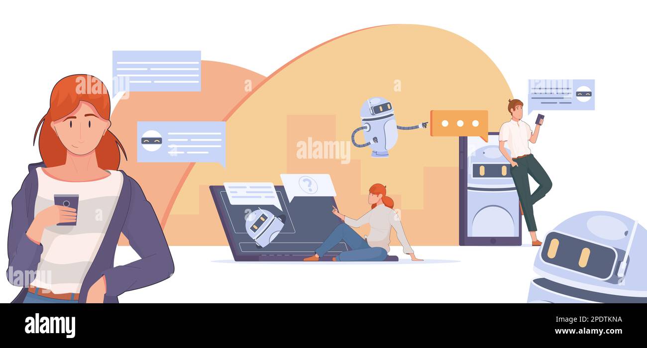 Chat bot composition with human characters using gadgets and flying ...