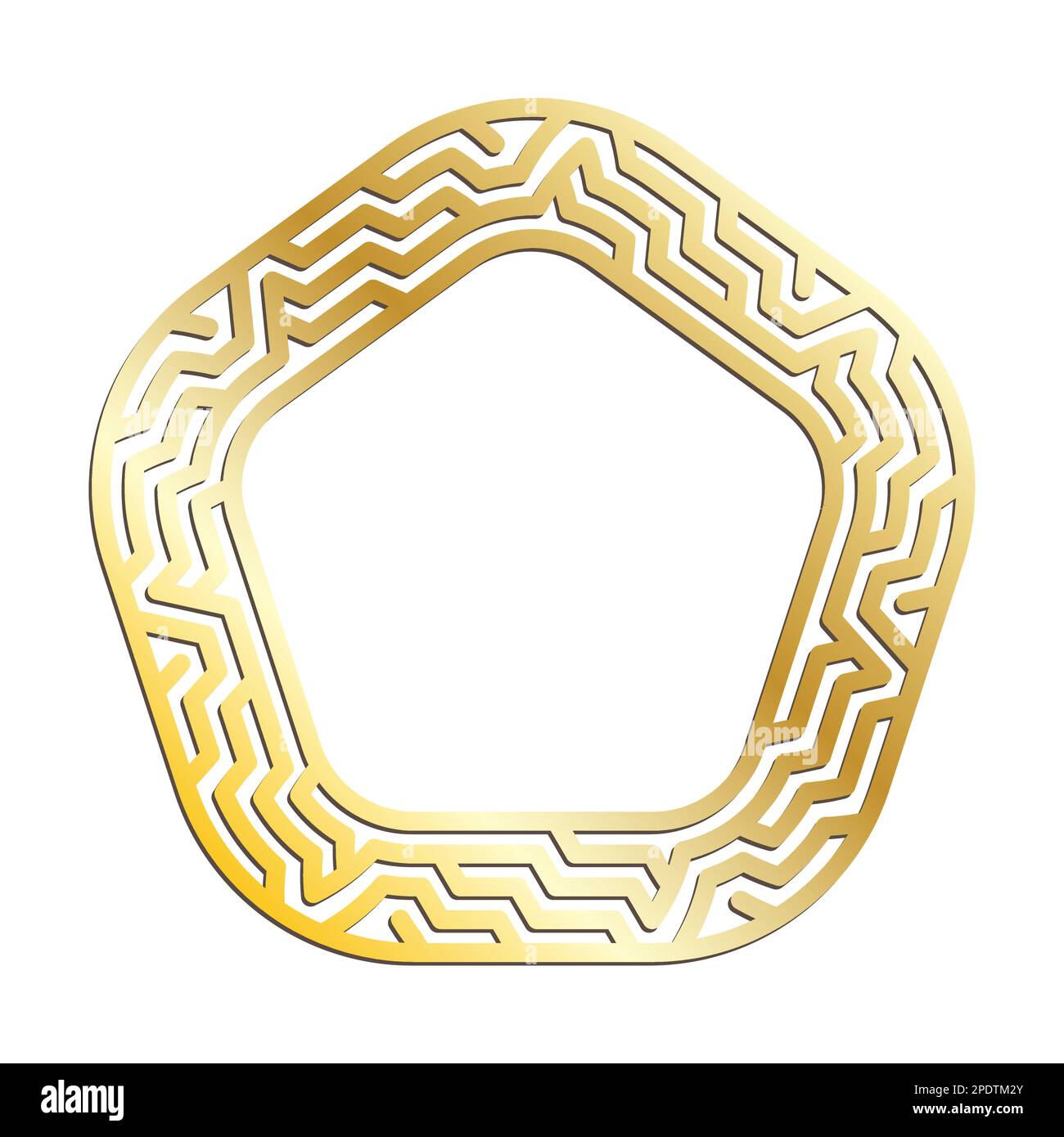 Golden LABYRINTH pentagonal frames for decorative headers. Gold metal ...