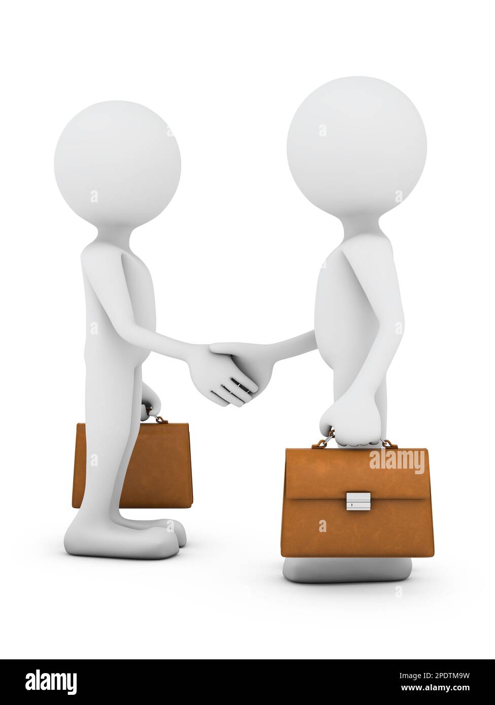 Two men with leather briefcases shake hands.3d rendering Stock Photo ...