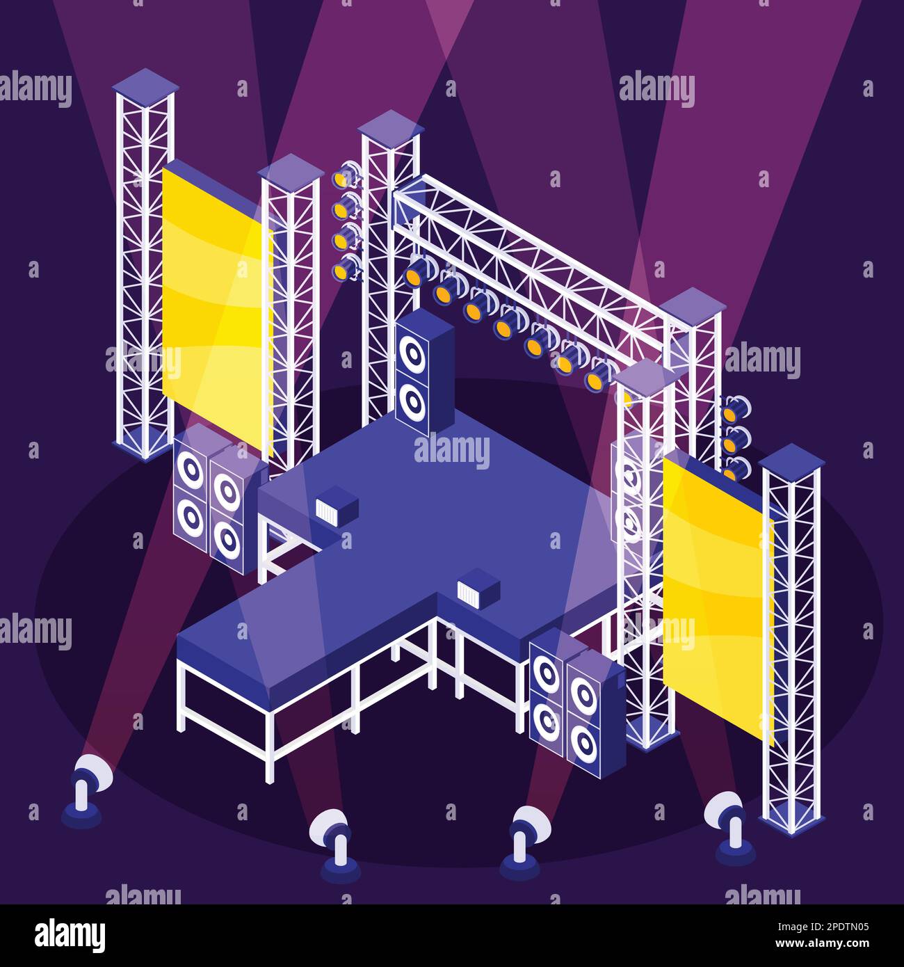 Rock star concept with metal festival stage symbols isometric vector ...