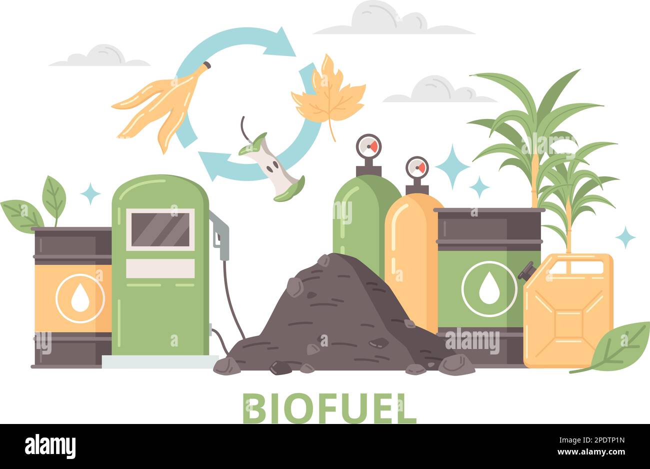 Green energy flat design concept consisting of organic waste and ...