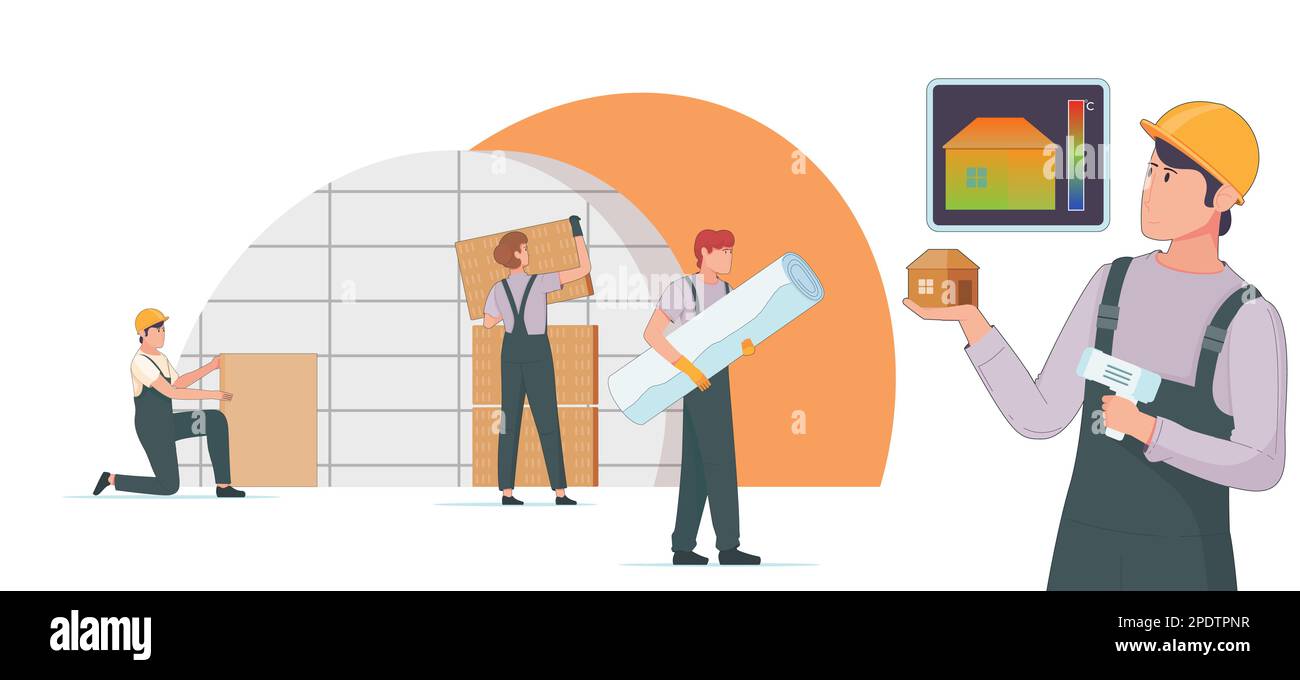 Thermal insulation flat composition with isolated views of designer ...