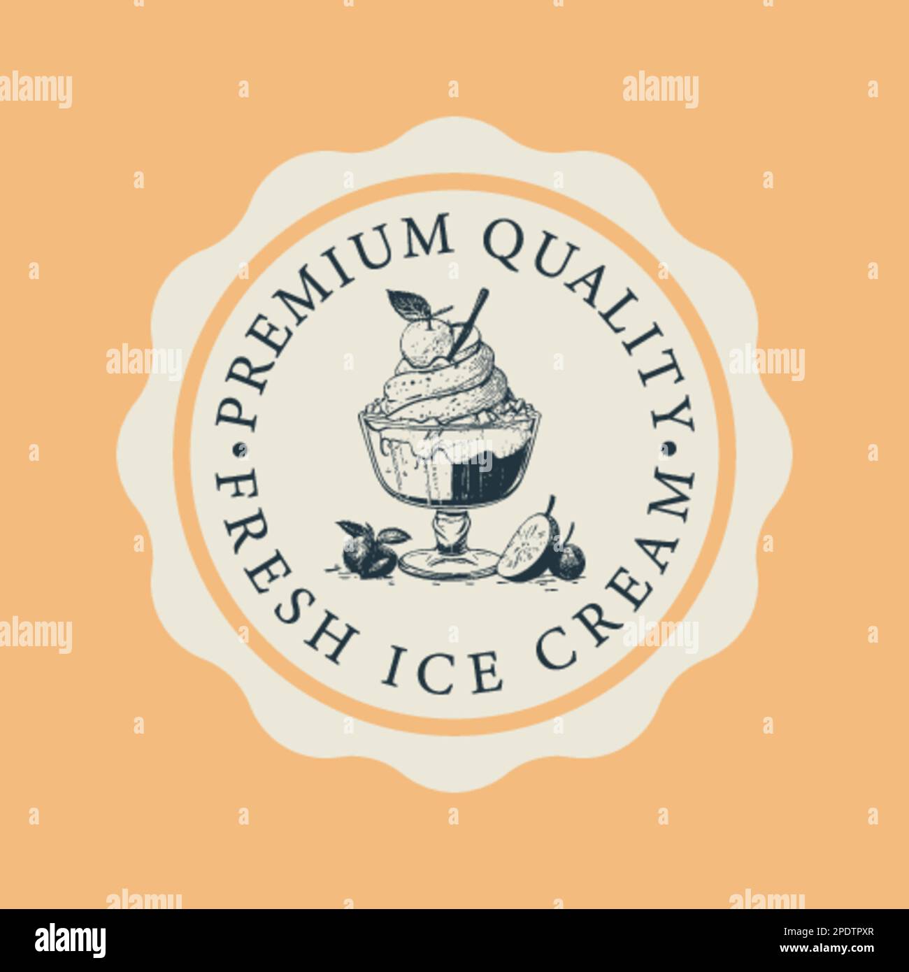 Ice cream Hand Drawn Design Element in Vintage Style for Logotype ...