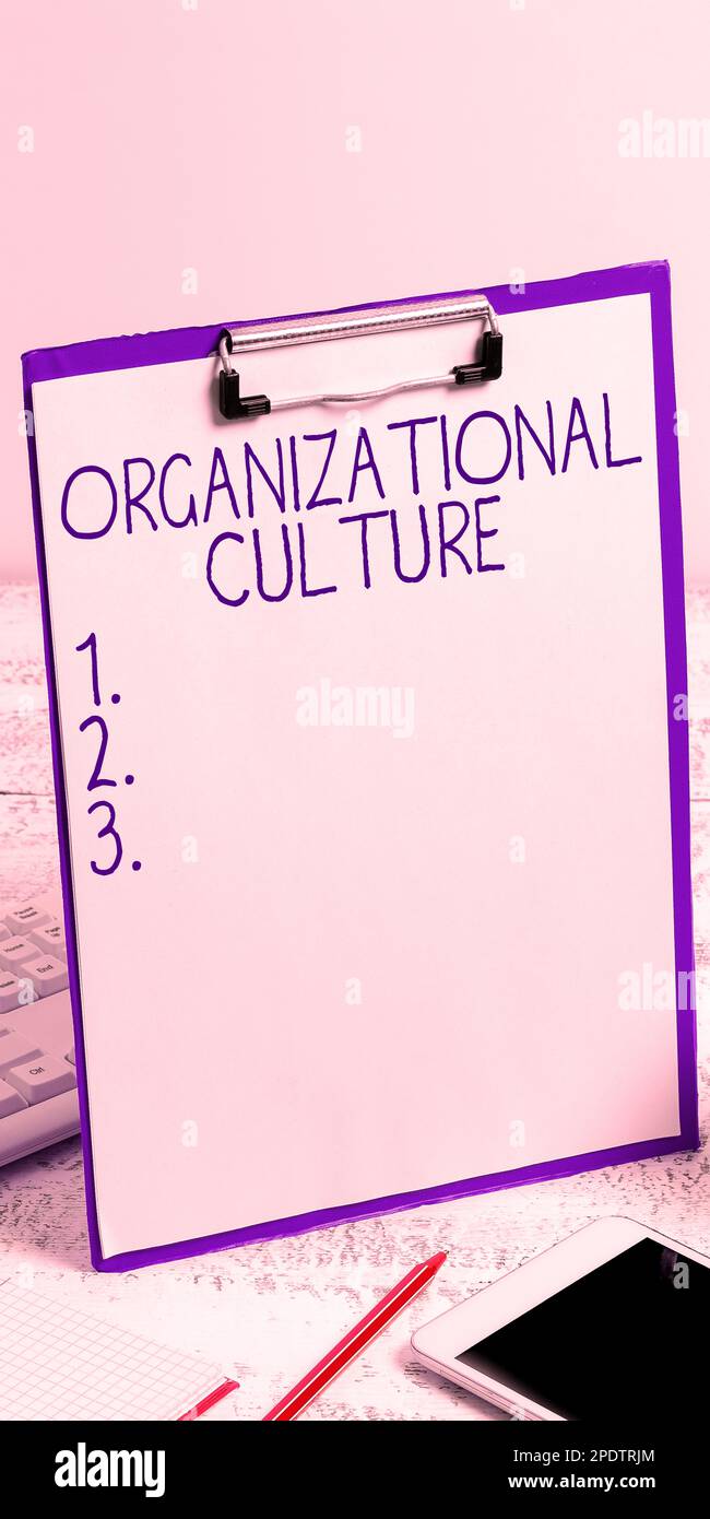 Hand writing sign Organizational Culture. Conceptual photo the study of ...