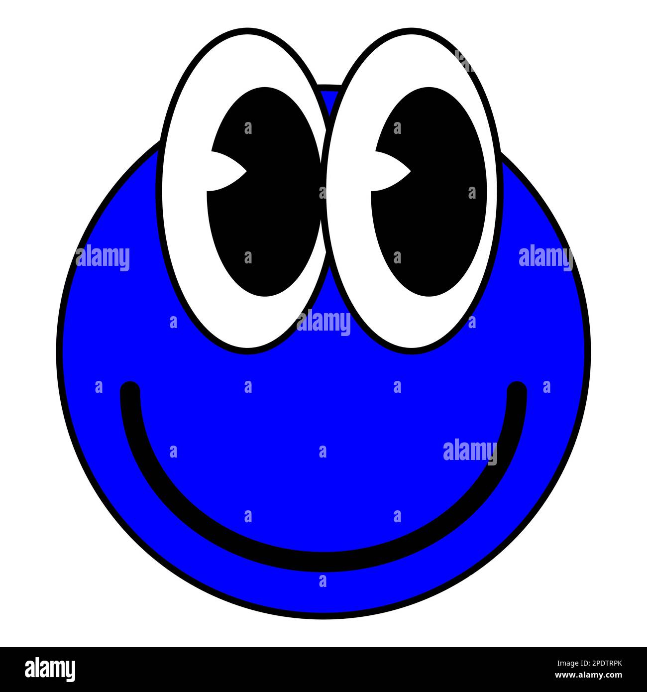 Cartoon Groovy funny blue cartoon smile character, vintage. Funky comic ...