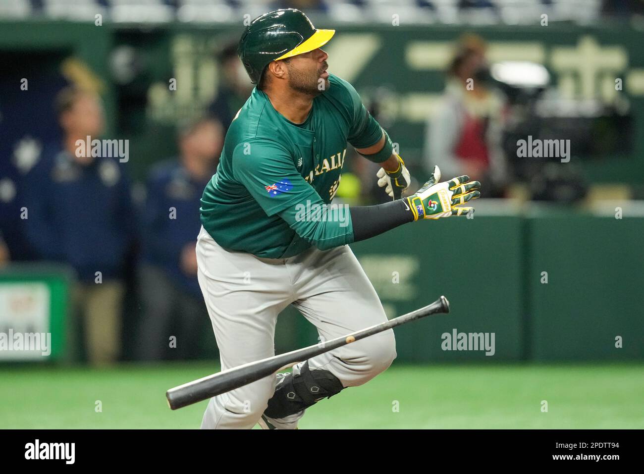 Darryl George of Australia hits a double during the World Baseball ...