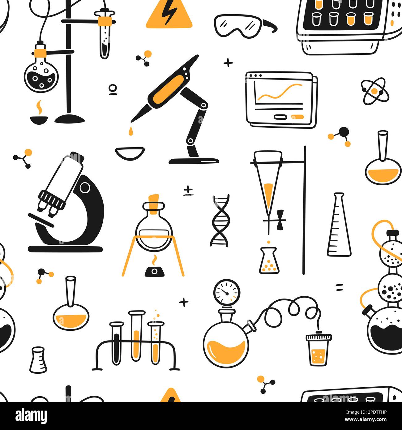 Science biology chemical experiment lab seamless pattern. Chemical ... Science biology chemical experiment lab seamless pattern. Chemical ...