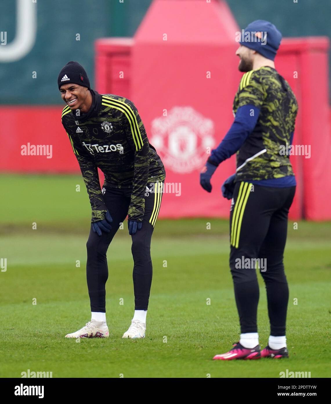 Manchester United's Marcus Rashford and Luke Shaw (right) during a ...