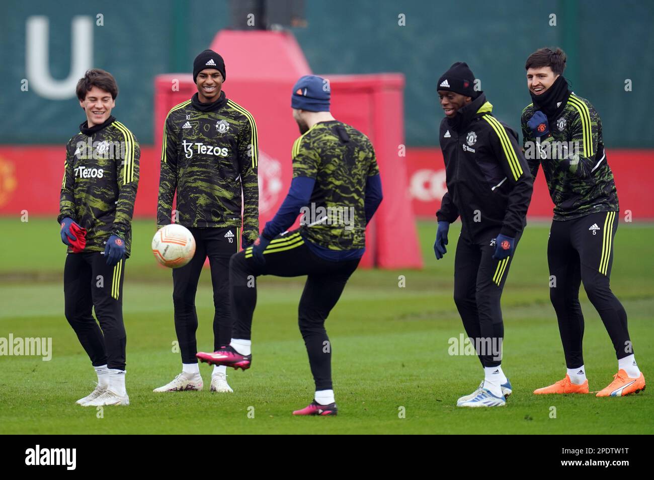Manchester United's (left-right) Facundo Pellistri, Marcus Rashford ...