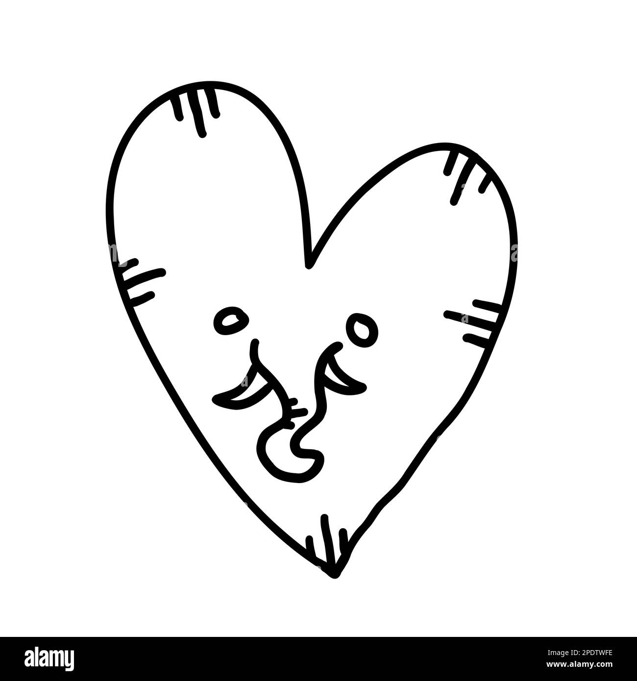 Happy Velentine Day. Lovely Elephant Heart in outlone cartoon flat ...