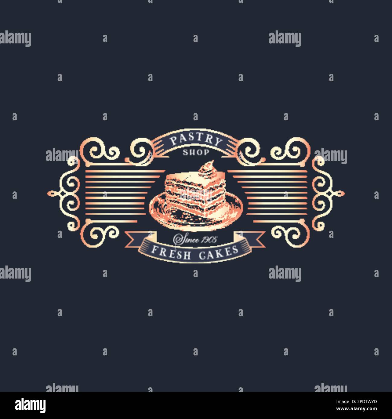 Pastry desserts and sweet cakes sketch lettering for patisserie or ...