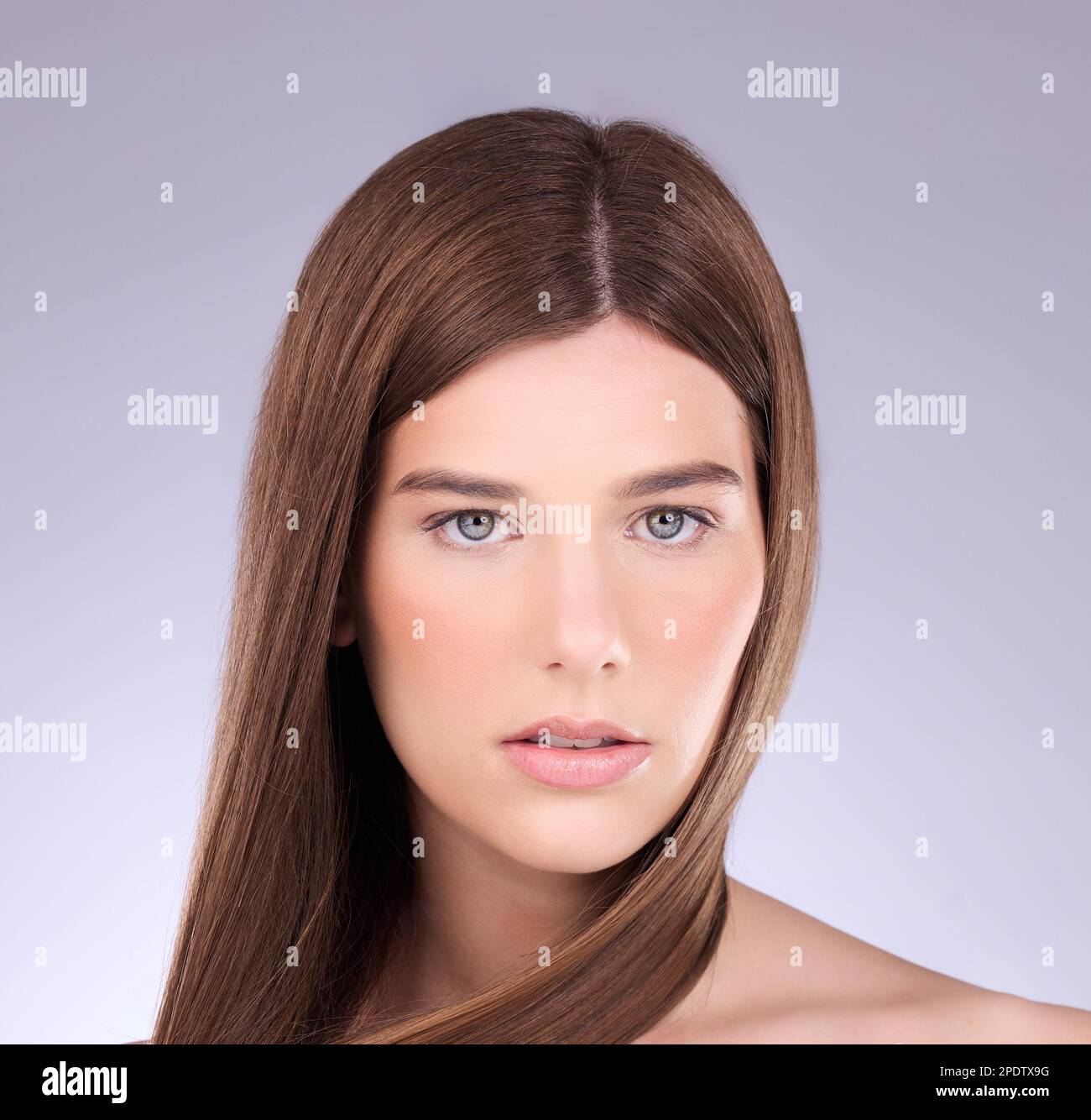 Beauty, face portrait and studio woman with natural makeup, luxury ...