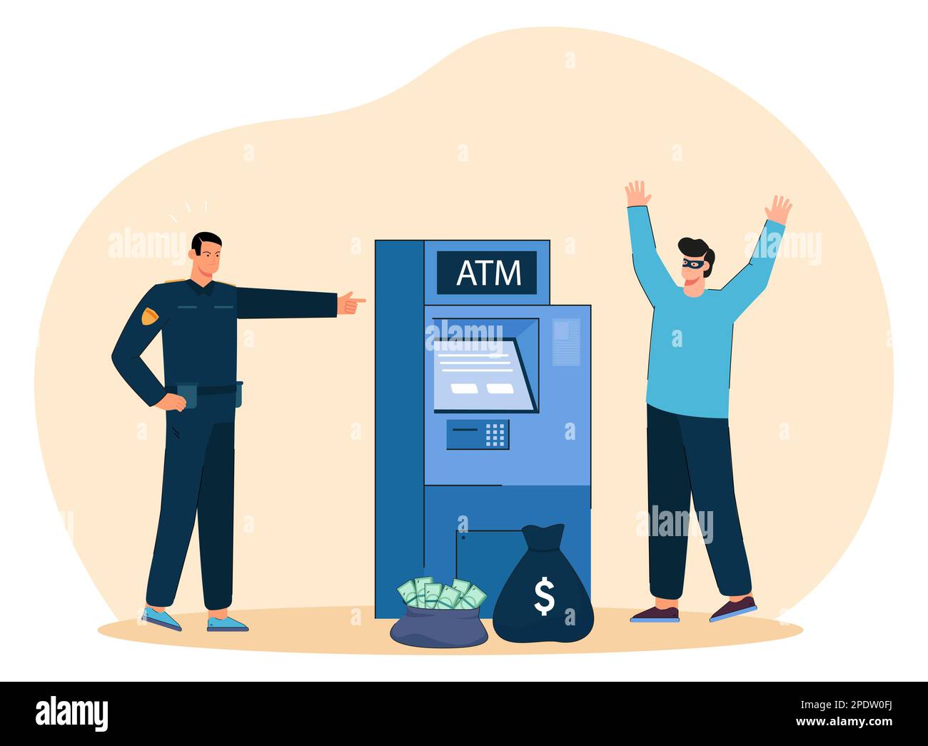 Criminal attack on ATM bank machine by theft stealing cash money Stock ...