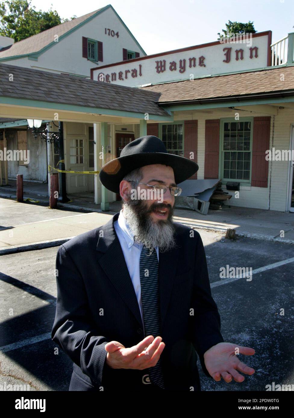 Rabbi Shraga Sherman is shown outside the General Wayne Inn in Merion ...